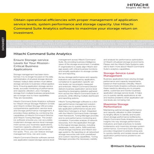 Hitachi Command Suite Data Analytics Datasheet | PDF