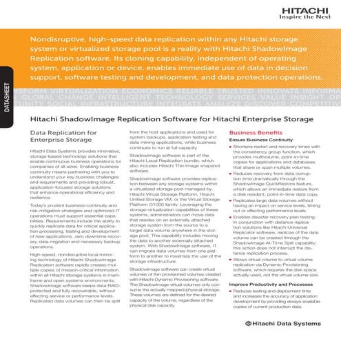 Hitachi datasheet-shadowimage-replication | PDF