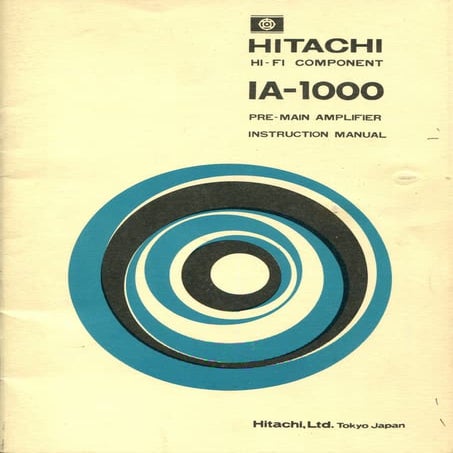 Hitachi IA-1000 - Pre-main amplifier - Instruction manual | PDF