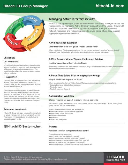 Hitachi ID Identity and Access Management Suite | PDF
