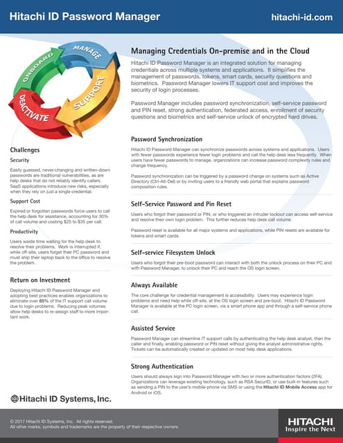 Hitachi ID Identity and Access Management Suite | PDF