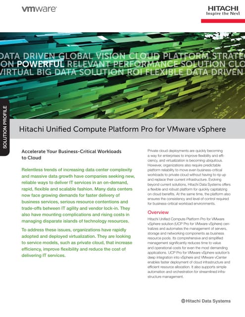 Hitachi Unified Compute Platform Family Overview | PDF