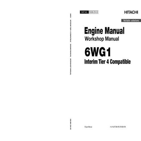 Hitachi 6 wg1 interim tier 4 compatible engine service repair manual | PDF