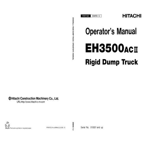 Hitachi EH3500AC II Rigid Frame Truck operator’s manual (Serial No ...