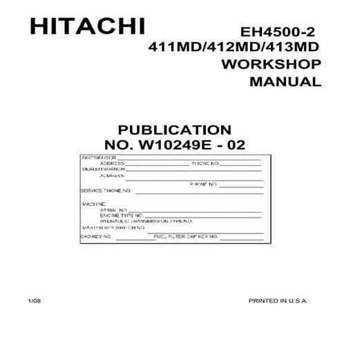 Hitachi EH4500-2 Rigid Frame Truck Service Repair Manual.pdf