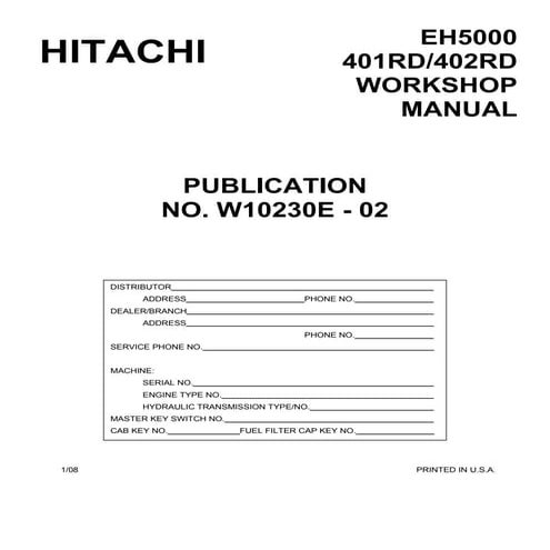 Hitachi EH5000 Rigid Frame Truck Service Repair Manual.pdf