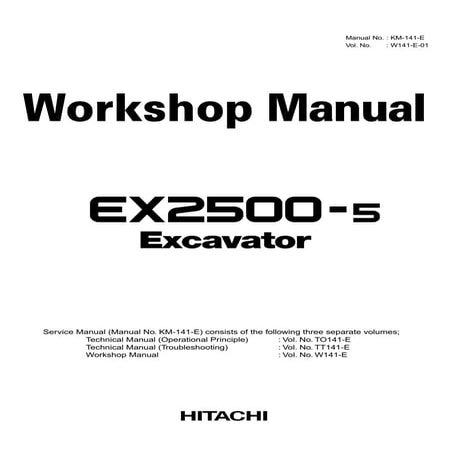 Hitachi ex2500 5 excavator service repair manual | PDF