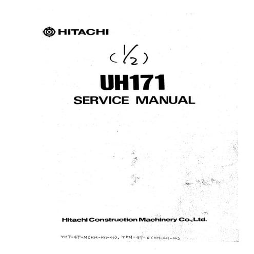 Hitachi UH171 Hydraulic Excavator Service Repair Manual.pdf