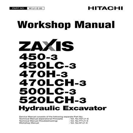 Hitachi zaxis 500 lc 3 excavator service repair manual | PDF