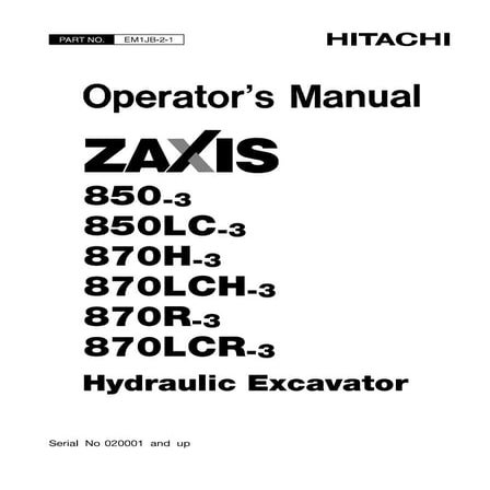 HITACHI ZAXIS 870LCH-3 EXCAVATOR Operator manual.pdf