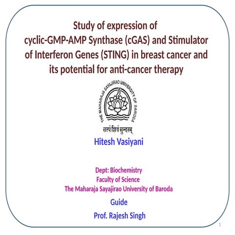 Role of gas sting pathway in cancerHitesh Viva final.pptx