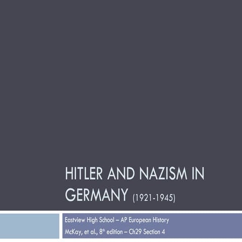 Hitler And Nazism In Germany (1921 1945) | PPT