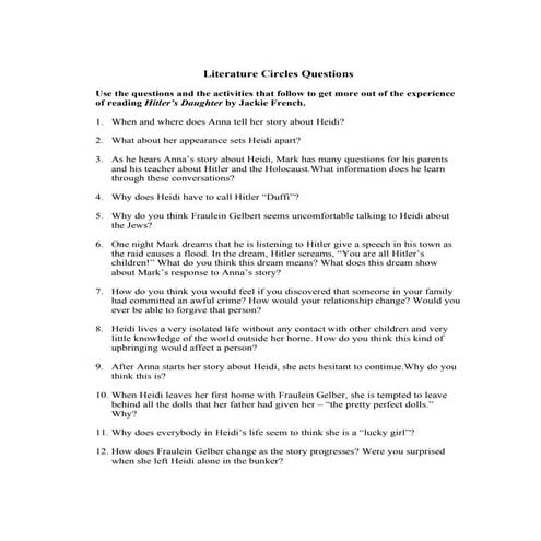 Hitler's daughter questions | PDF | Books and Literature