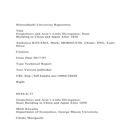 Hitotsubashi University RepositoryTitleGeopolitics and A.docx