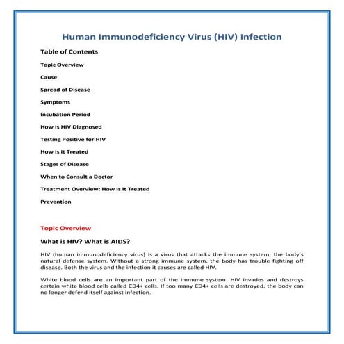 What are the precautionary measures for Human Immunodeficiency Virus? | PDF