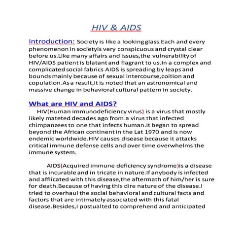 Assignment on HIV and AIDS | DOCX