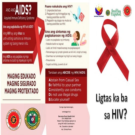 HIV Lecture Tagalog. Ano ang Iba't Ibang sintomas at paano makaiwas | PPTX