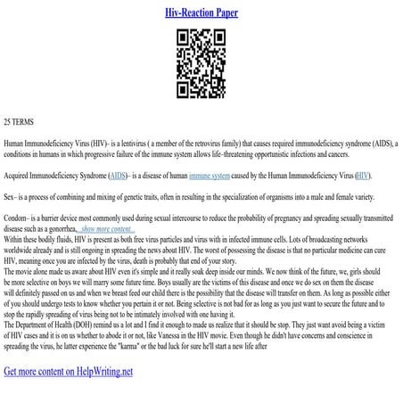 Hiv-Reaction Paper | PDF