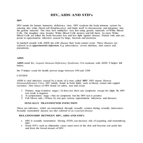 Hiv, aids and std's | DOCX