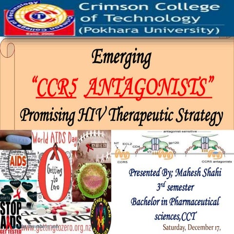 Emerging “CCR5 ANTAGONISTS” Promising HIV Therapeutic Strategy | PPTX