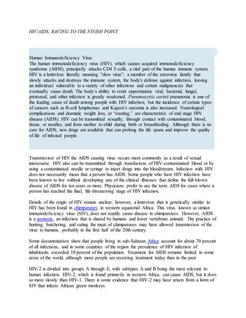 Project Report on AIDS. Class 12 CBSE Science (Biology) project. | PDF