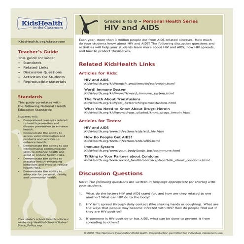 Hiv And Aids Curriculum | PPT