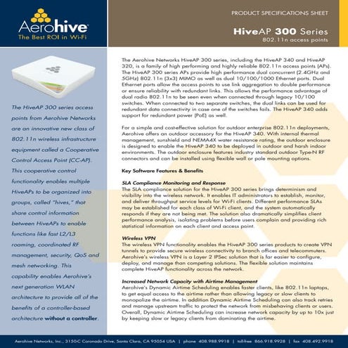 Aerohive AP110 802.11n Wireless Access Point | PDF