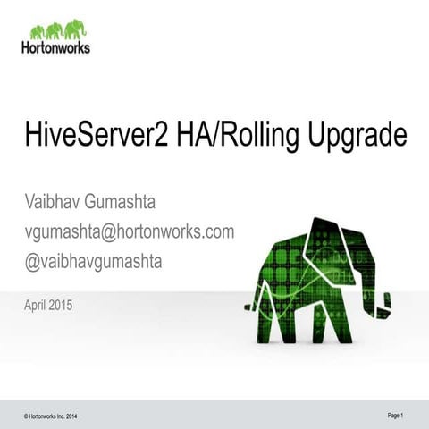 HiveContributorMeetupApril2015-HiveServer-HA-RollingUpgrade.pptx