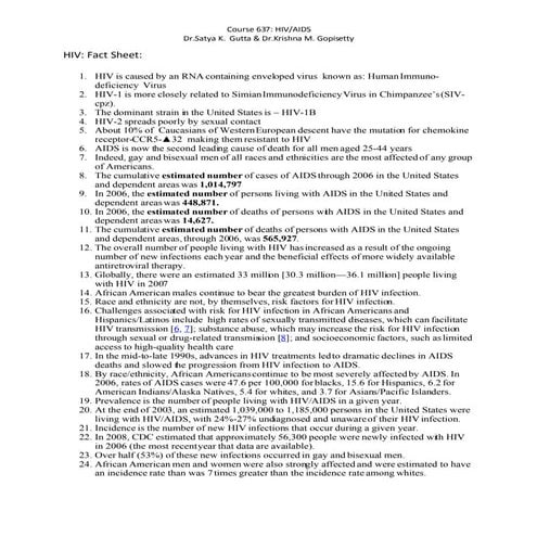 HIV/ AIDS Fact Sheet | DOC