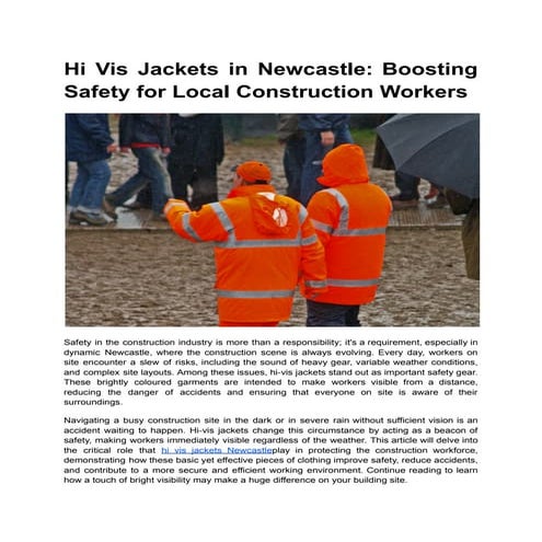 Hi Vis Jackets in Newcastle Boosting Safety for Local Construction Workers.pdf