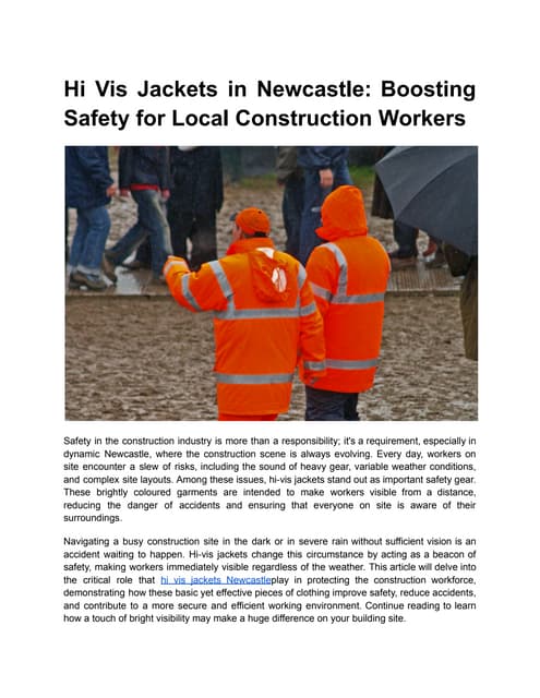 Hi-Vis Winter Jackets The Ultimate Guide to Visibility and Warmth | PPT