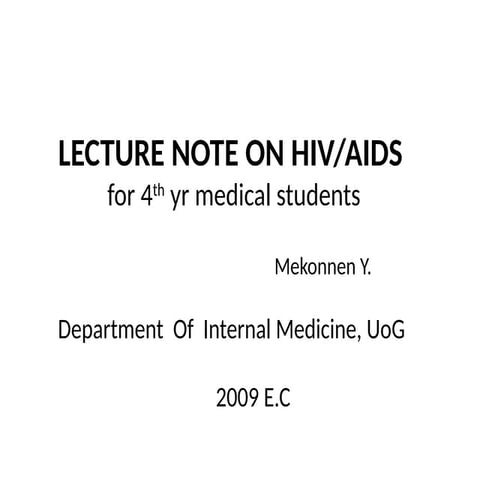 HIV lecture final - student.pptfghjjkkejjhhge | PPT