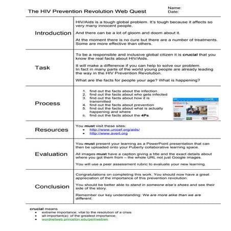 Aids: Then and Now Webquest | PPT