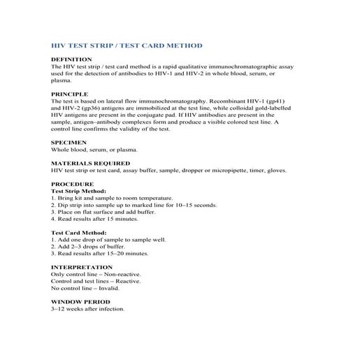 HIV_Test_Strip_Test_Card_Method microbiology | DOCX