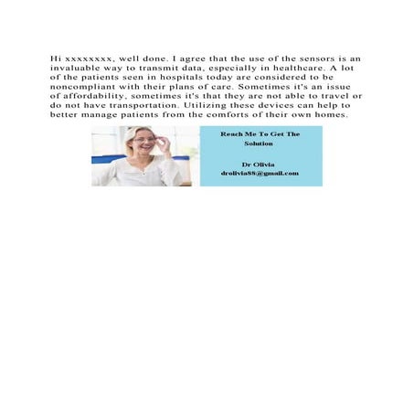 Hi xxxxxxxx, well done. I agree that the use of the sensors is an .docx