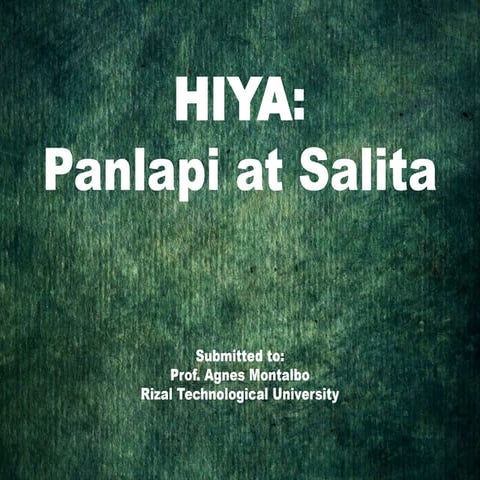 Hiya: Panlapi at Salita 2 | PPTX