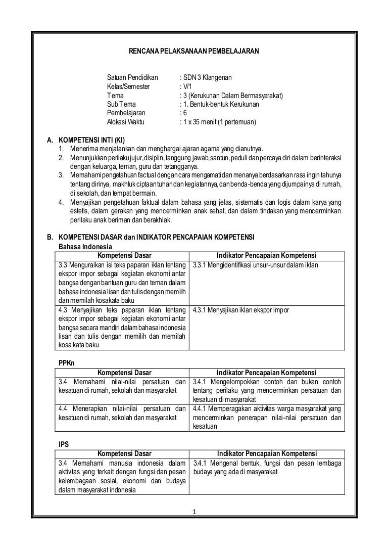 rpp kelas 5 tema 3 subtema 1 pembelajaran 6 rpp kelas 5 tema 3 subtema 1 pembelajaran 6