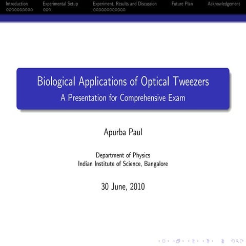 Biological applications of optical tweezers | PDF