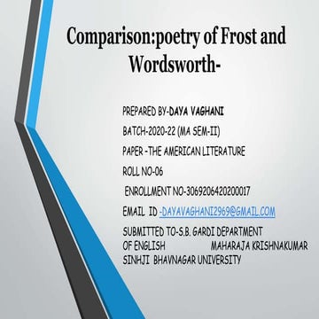 Comparison: poetry of_frost_and_wordsworth | PPTX | Poetry | Books and ...