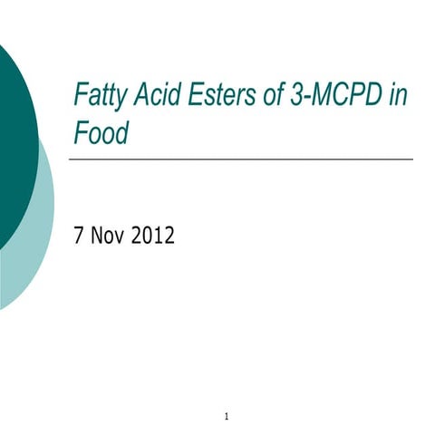 HK Fatty Acid Esters of 3 MCPD in Food 2012 | PDF