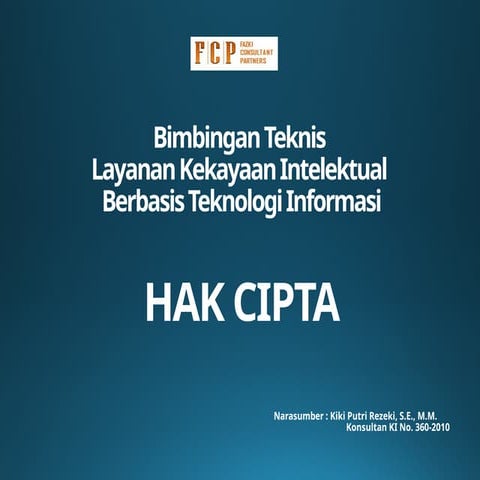 Pendaftaran Hak Cipta melalui Fazki Consultant | PPTX