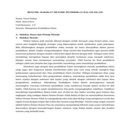 Hakikat Metode Pendidikan dalam Islam | PDF
