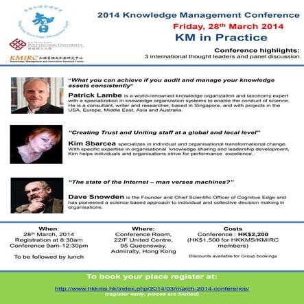 HKKMS-KMIRC Knowledge Management Conference 2014 | PDF