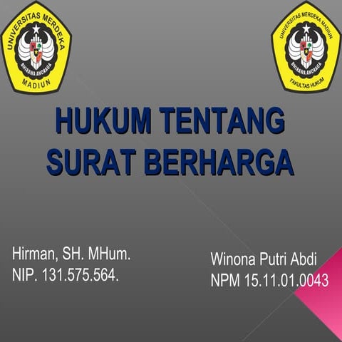 Hukum tentang Surat Berharga | PPT