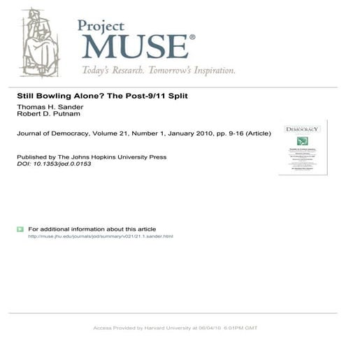 HKS Robert Putnam still bowling alone | PDF
