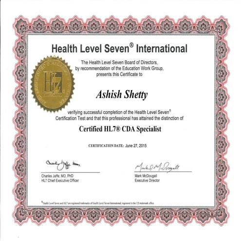 Certified HL7 CDA Specialist | PDF