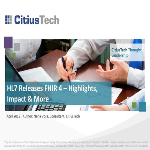 HL7 Releases FHIR 4 - Highlights, Impact and More | PDF