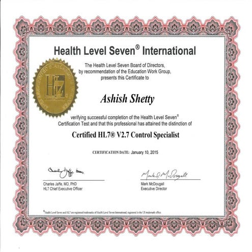 Certified HL7 V2.7 Control Specialist | PDF