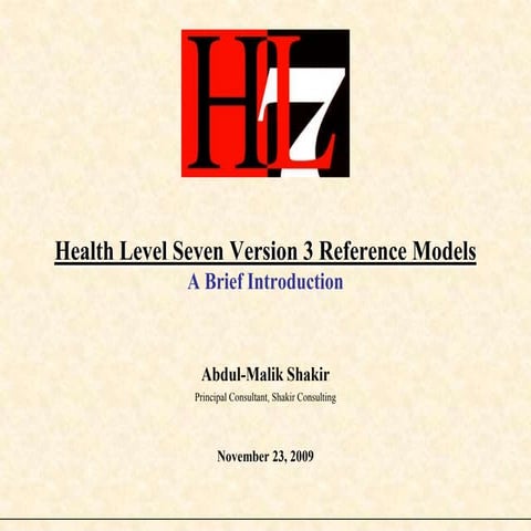 Hl7 V3 Reference Models 20091123 | PPTX