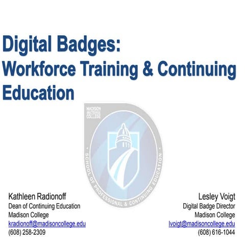 Digital Badges: Workforce Training & Continuing Education | PPTX